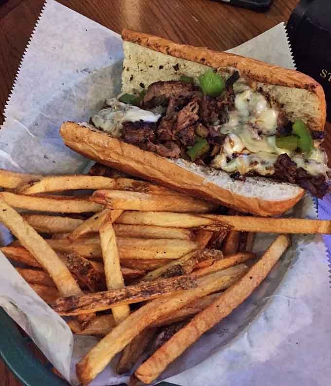 Golden fries piled high next to a Philly that would make Rocky Balboa weep with joy.