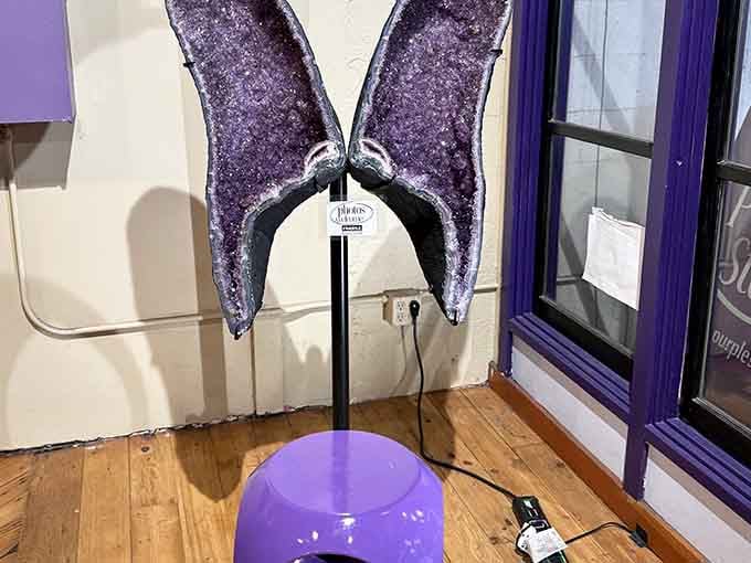 Those glittery wings aren't for flying, they're for Instagram glory and living your best purple life.