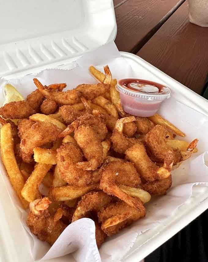 Crispy, golden shrimp that could make a landlubber reconsider their entire relationship with the ocean's bounty.