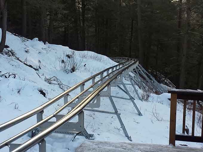 Snow-covered tracks prove that thrill-seeking is a year-round sport for the truly dedicated among us.