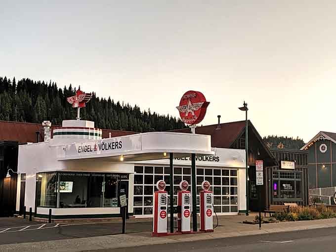 Even the old gas station got a glow-up, proving Truckee takes its charm seriously at every corner.