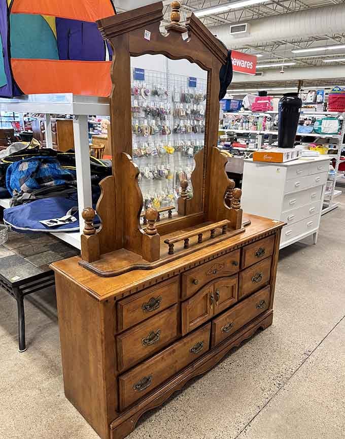This vintage dresser has stories to tell and plenty of storage space to hold your own.