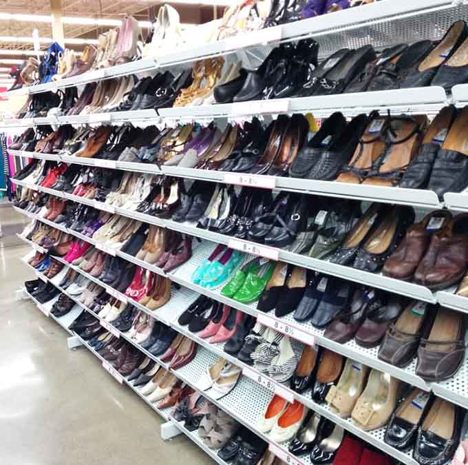 Shoes lined up like contestants in a beauty pageant, each pair hoping to find their perfect match.