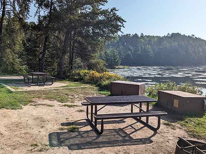Lakeside dining at its finest—no reservations required, just bring your own sandwiches and sense of adventure.