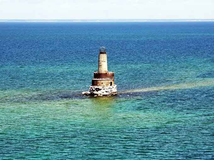 From above, you can see the shallow waters that made this spot so treacherous for ships passing through.
