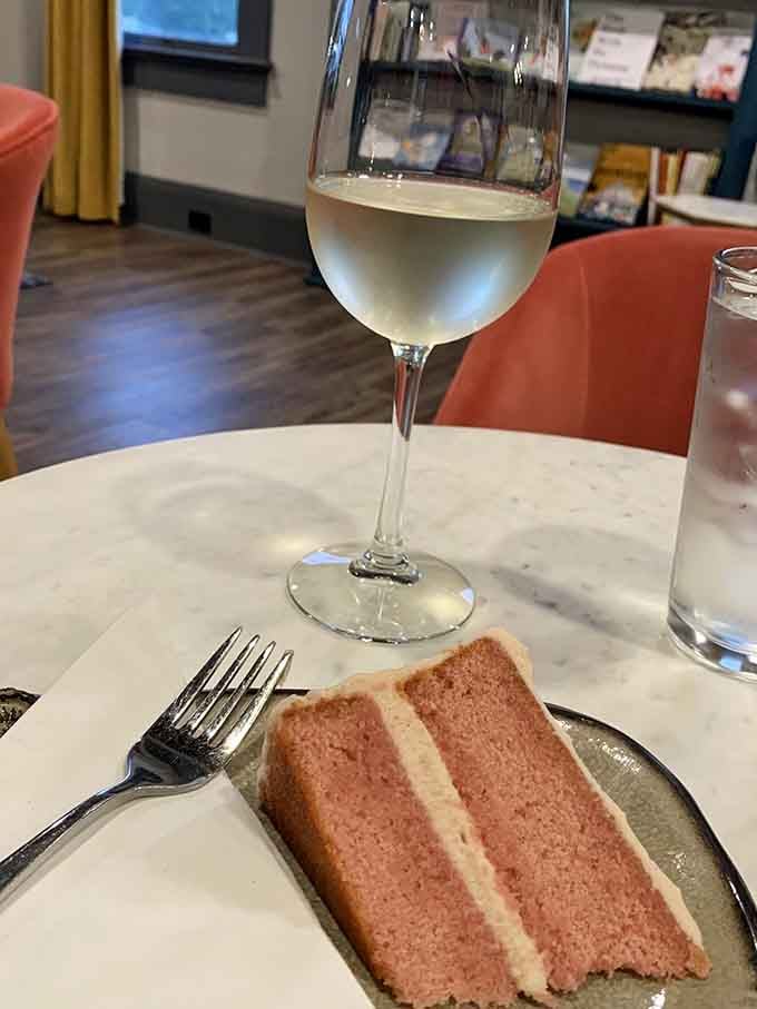 White wine and strawberry cake make you feel sophisticated, even if you're reading a beach thriller.