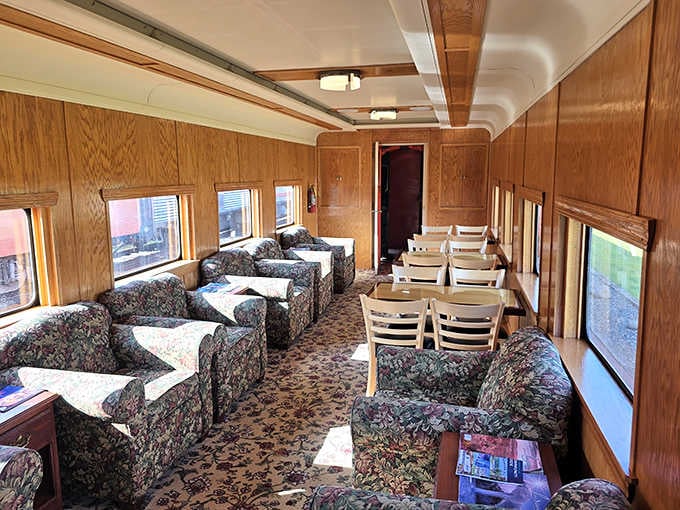 Settle into these cozy chairs and remember when traveling meant actually looking out windows instead of down at screens.