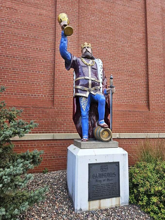 King Gambrinus raises his golden chalice high, the legendary patron saint of beer watching over La Crosse's brewing heritage.