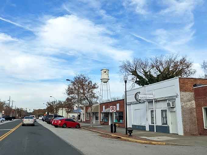 The water tower rises above downtown like a lighthouse guiding you to calmer waters and quieter conversations.