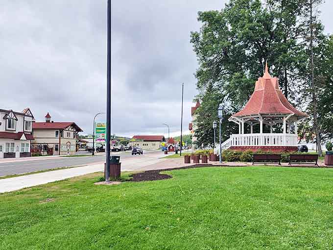 Biwabik's copper-roofed gazebo rising from a perfectly green lawn looks like something straight out of a Hallmark movie, minus the predictable ending.