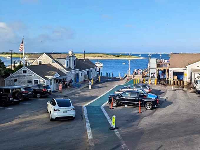 White buildings meet blue water in a scene so perfectly Cape Cod it could be a postcard.