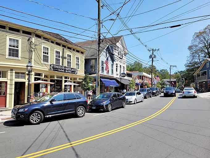 Colorful buildings huddle together along Main Street like old friends sharing stories over coffee.