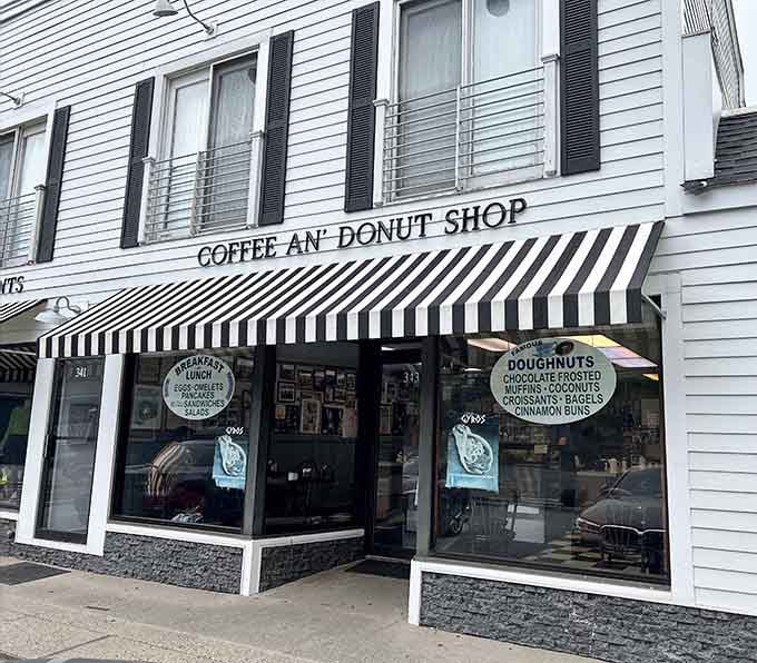 Black and white stripes never go out of style, especially when they mark the entrance to timeless treats.