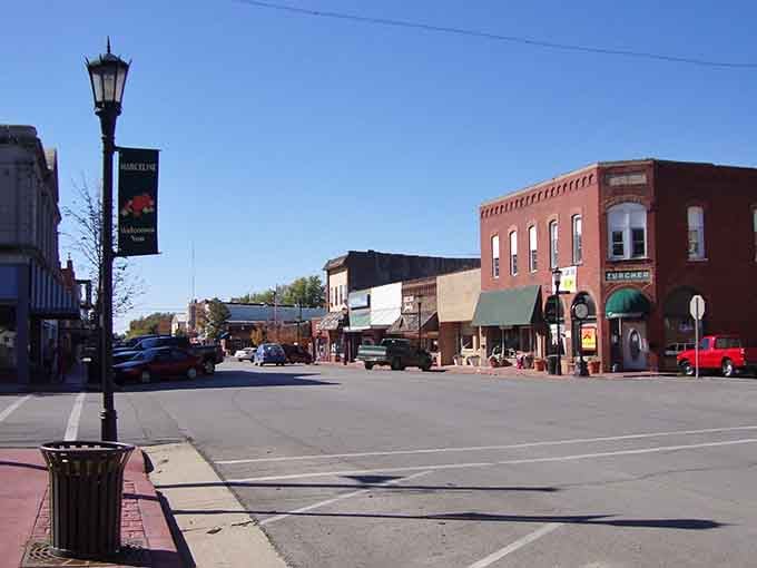 Wide streets and vintage lamp posts create the kind of scene that makes you want to slow down.