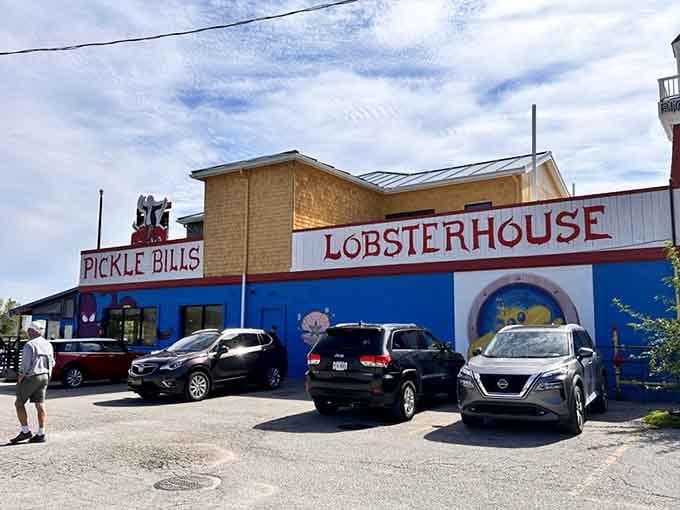 The bright blue exterior and "Lobster House" sign announce this quirky destination where parking lots fill up fast for good reason.