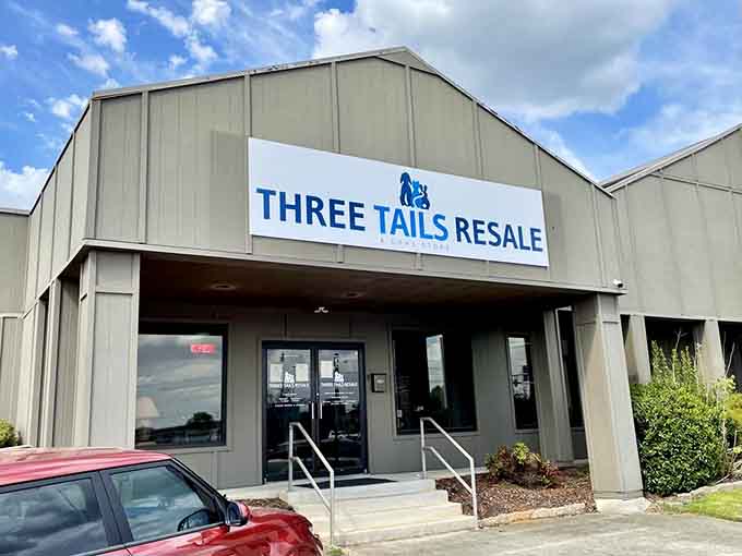 Clean lines and modern signage mark this animal-loving thrift destination where shopping helps furry friends find homes.