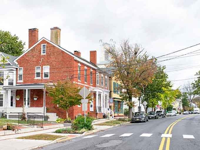 Brick buildings and small-town charm define this historic street where every corner reveals another piece of local heritage.