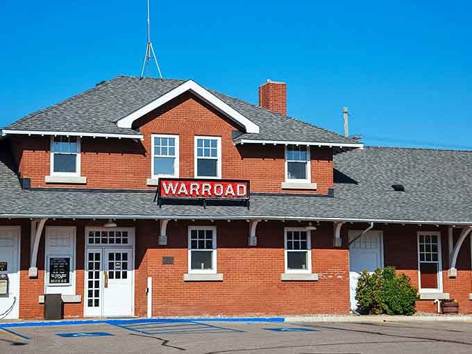 Classic depot architecture in warm brick tones welcomes visitors to a town where hockey legends learned to skate.