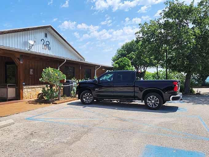Even the pickup truck knows this unassuming building hides some of the finest beef around.