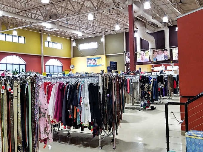 Belts lined up like soldiers and colorful clothing racks stretching toward arched windows &mdash; this store has genuine personality to spare.