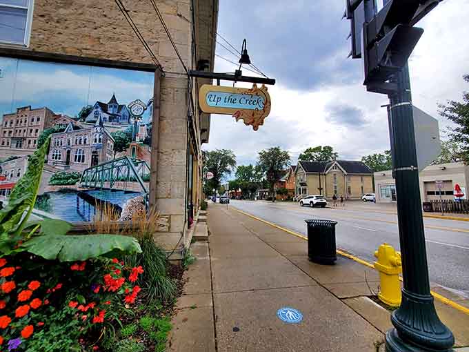 Colorful murals and flower beds prove that small towns know how to dress up their streets beautifully.
