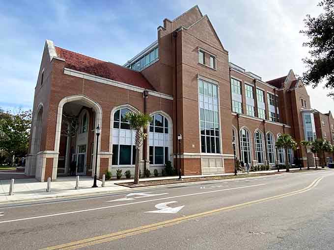 This impressive brick building showcases the kind of classic architecture that makes a city feel truly established.