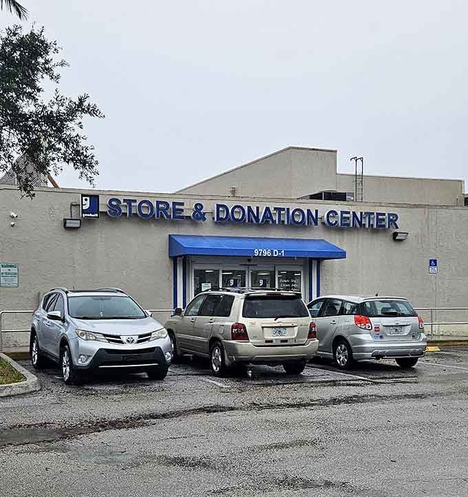 Multiple cars already parked means smart shoppers have discovered this donation center's constantly refreshed inventory and unbeatable selection.