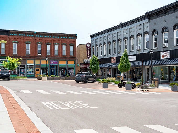 Revitalized storefronts and wide sidewalks invite leisurely strolls where window shopping becomes an actual pleasure, not a chore.