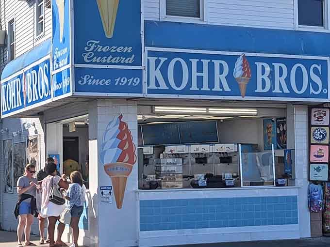The blue-tiled counter and that classic window setup prove some things never need updating when they're already perfect.