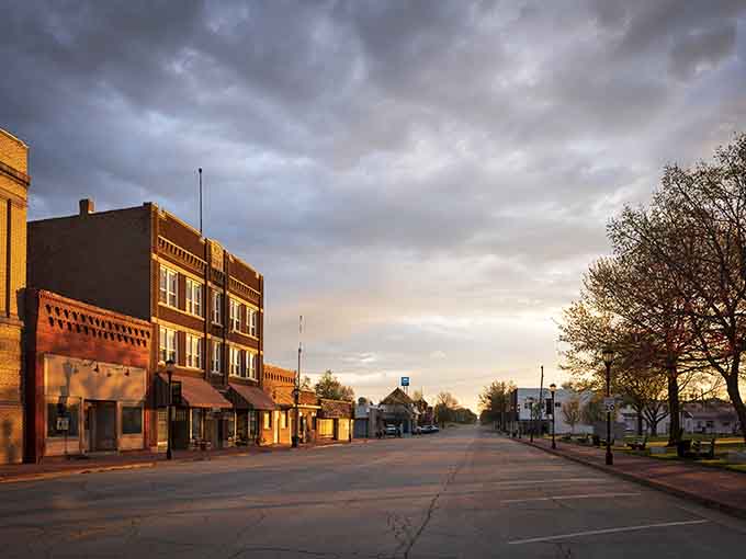 Golden hour light transforms ordinary brick into something magical, like nature's own Instagram filter but better.