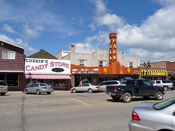 Cuzzin's Candy Store next to that classic theater&mdash;it's like stepping into a Norman Rockwell painting with better snacks.