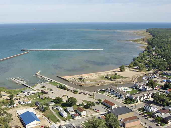 Lake Huron's turquoise waters stretch endlessly from this bird's-eye view, revealing why people have flocked here for generations of summers.