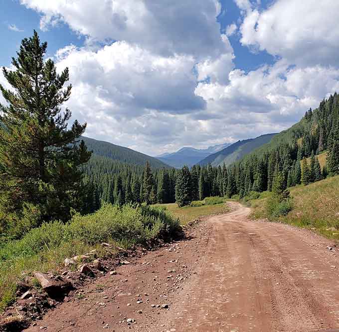This dirt road through evergreen valleys takes you back to simpler times when getting there was half the fun.