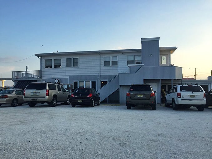 Weathered exterior and gravel parking&mdash;proof that the best seafood doesn't need fancy trappings to shine.