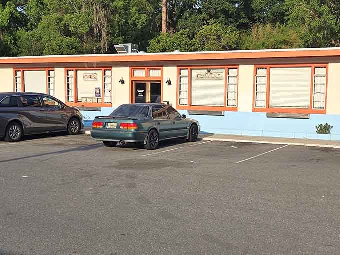 That cheerful orange trim and packed lot prove good breakfast spots don't need fancy marketing campaigns.