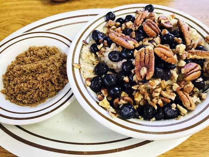 Oatmeal loaded with blueberries and pecans &ndash; proof that healthy choices can also be absolutely delicious morning fuel.
