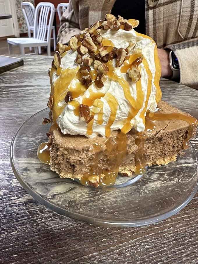 Pecans and caramel transform cheesecake into something your dentist warned you about but your heart absolutely needs.