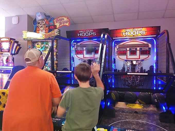 Arcade basketball where everyone suddenly believes they're destined for the NBA Hall of Fame this time.