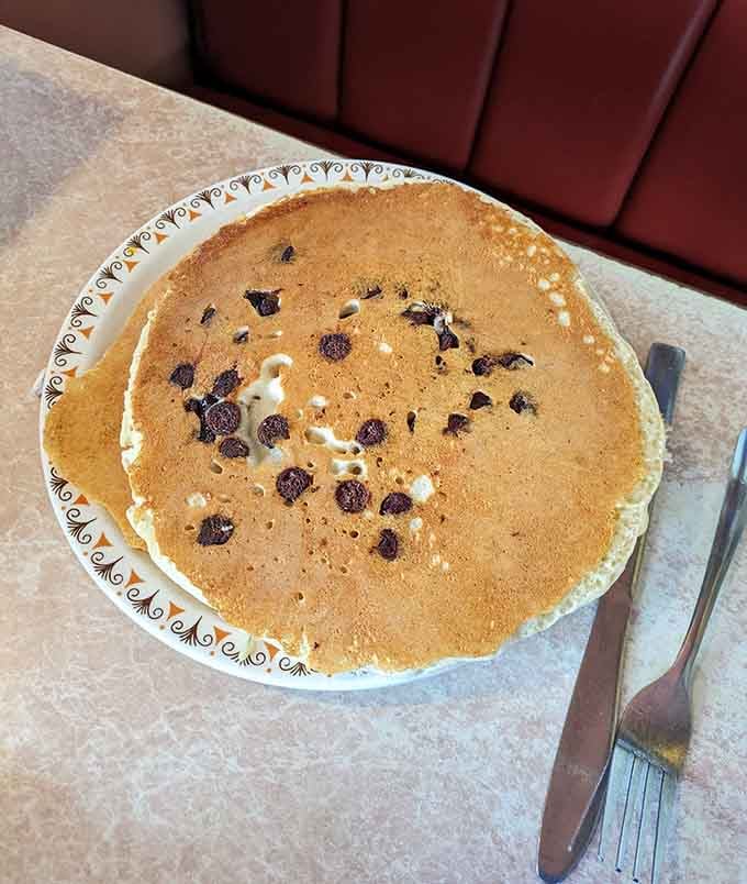 Chocolate chip pancakes that make you wonder why anyone bothers with plain ones anymore.