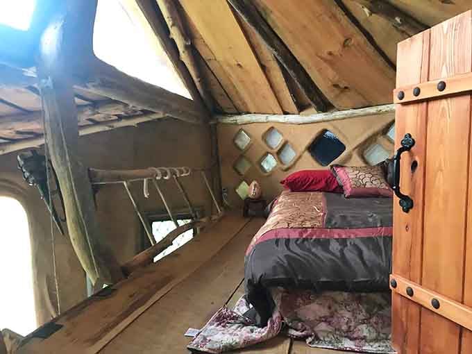 Climb on up to this cozy, handcrafted sleeping space and enjoy a truly magical, relaxing night tucked away upstairs!