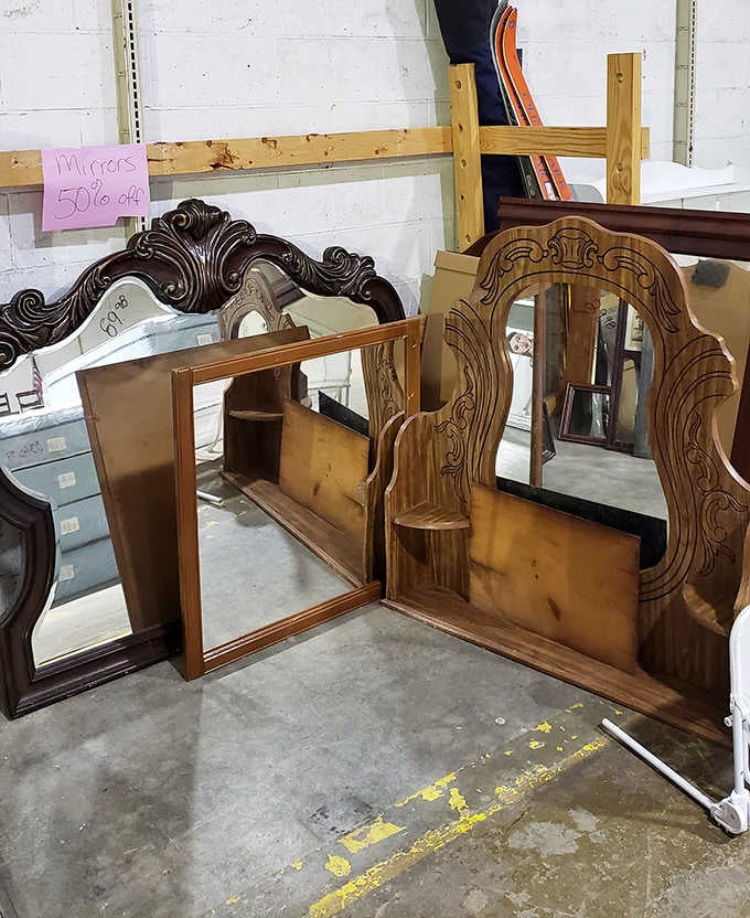 Ornate mirrors reflecting possibilities and proving one person's redecorating project is another's perfect find.