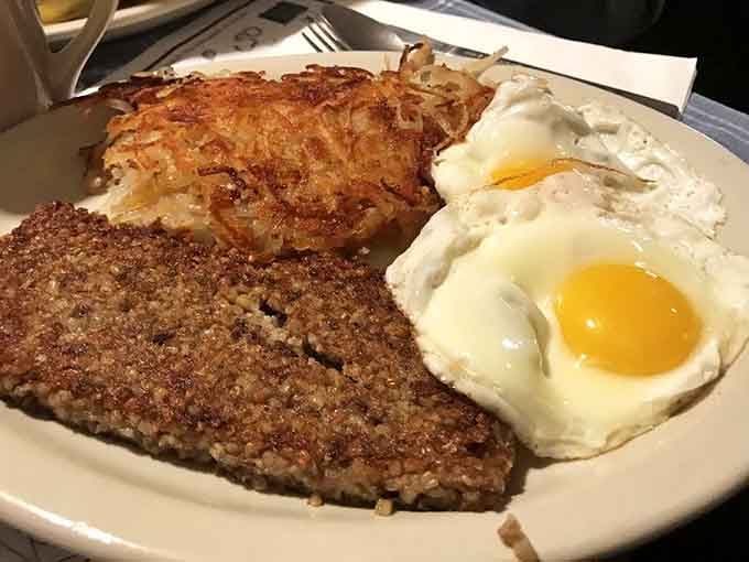 Goetta, eggs, and hashbrowns form the holy trinity of Cincinnati-area breakfast, executed to absolute perfection here.
