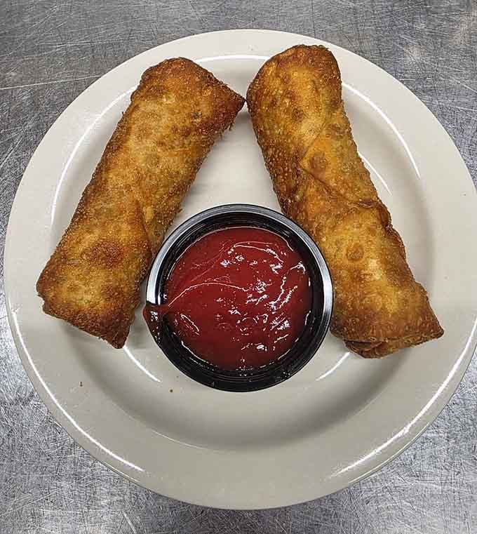 Golden-fried egg rolls that prove fusion food existed long before it became a trendy buzzword.