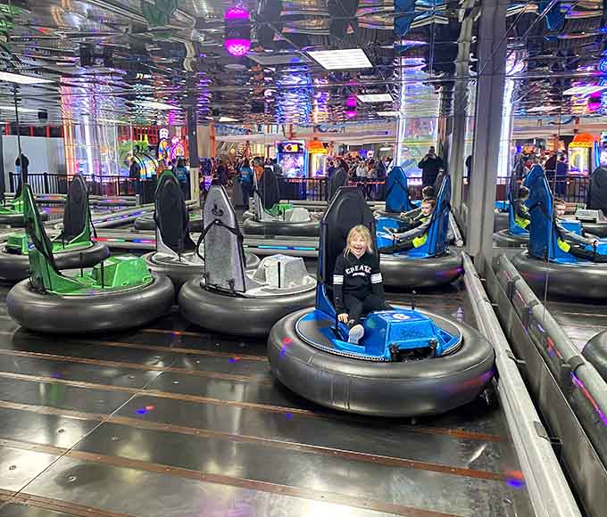 Bumper cars under disco lights turn everyone into demolition derby drivers with surprisingly aggressive tendencies and zero regrets.