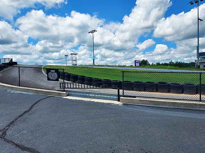 That pristine asphalt stretches into the distance, beckoning drivers to test their courage on every challenging turn ahead.