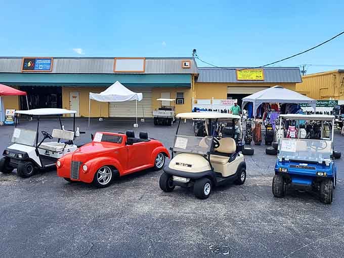 Even golf carts get the flea market treatment, because why should cars have all the customization fun?