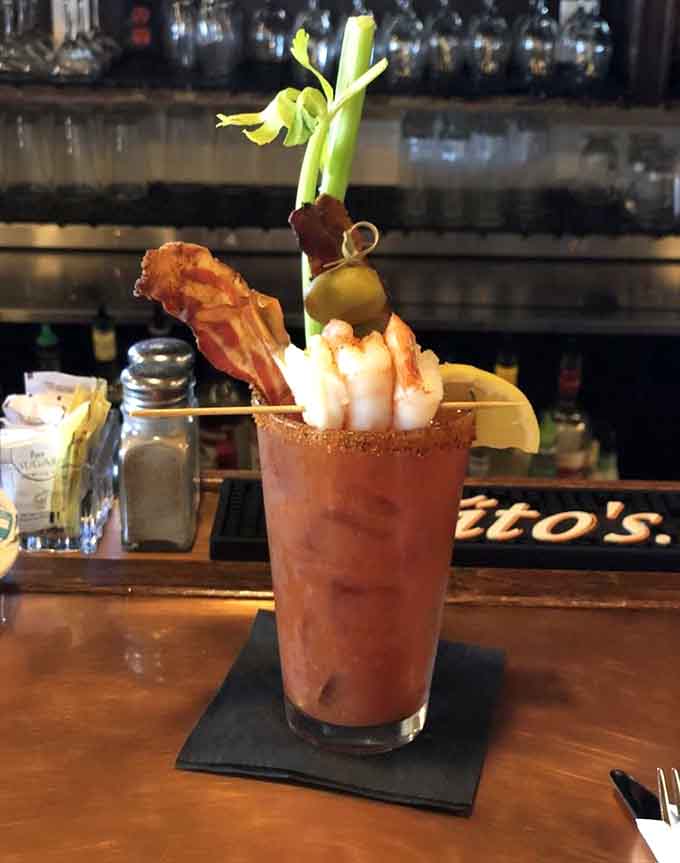 That Bloody Mary came dressed for the party with more garnishes than some people's entire meals.