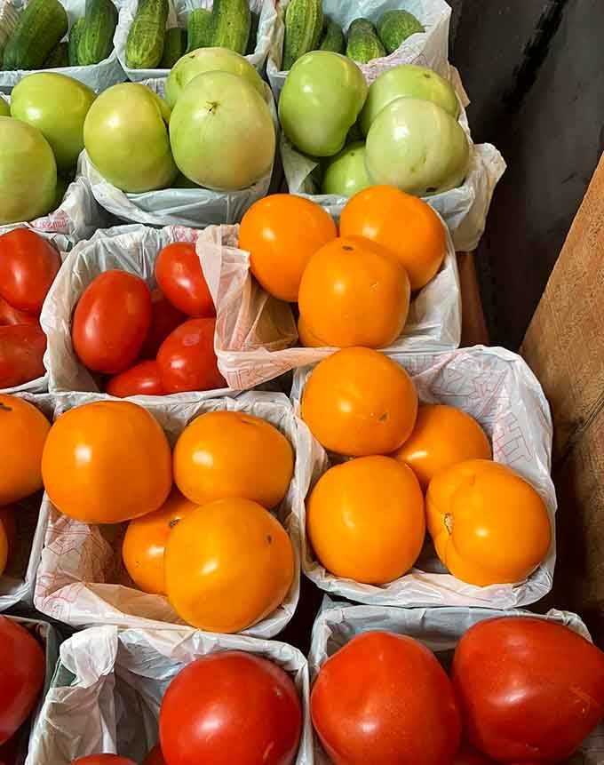 Farm-fresh tomatoes and cucumbers that actually taste like they're supposed to, imagine that concept.