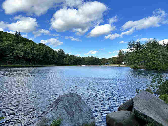 Colburn's Reservoir sparkles under summer skies, reminding you that Massachusetts has its own version of lakeside paradise.