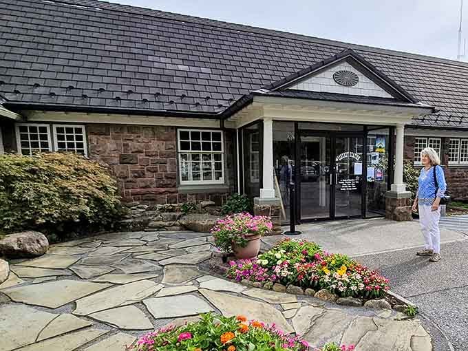 The Peaks of Otter Lodge welcomes visitors with flowers that somehow look better than anything in your garden.